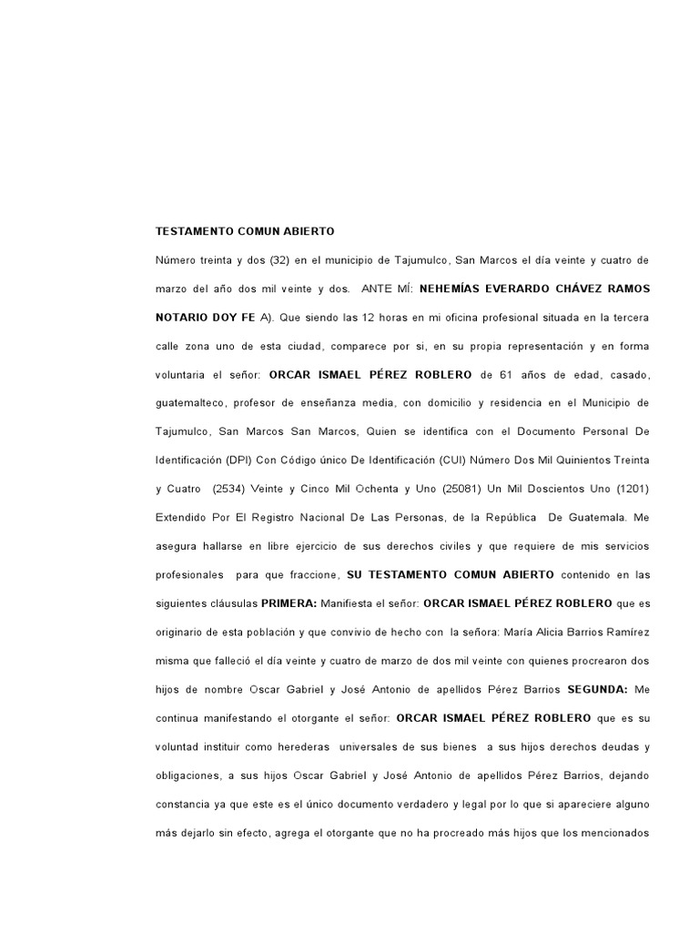 Testamento Abierto | PDF