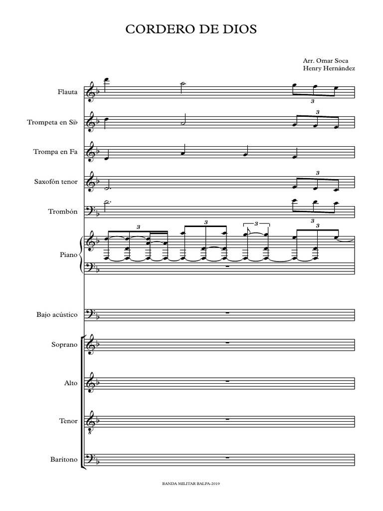 Score CORDERO DE DIOS - Coro | PDF