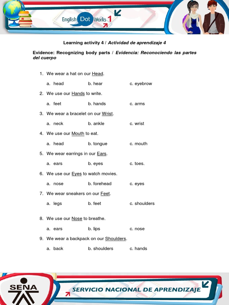 Recognizing Body Parts | PDF