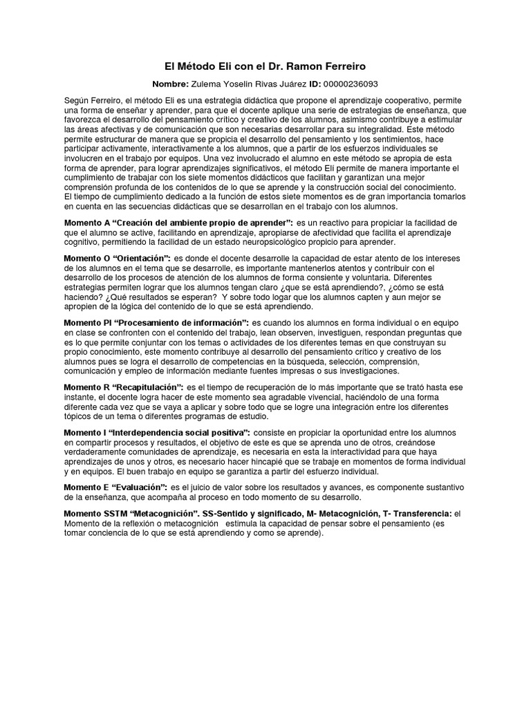 MDI - Método Eli | PDF | Aprendizaje | Método de enseñanza