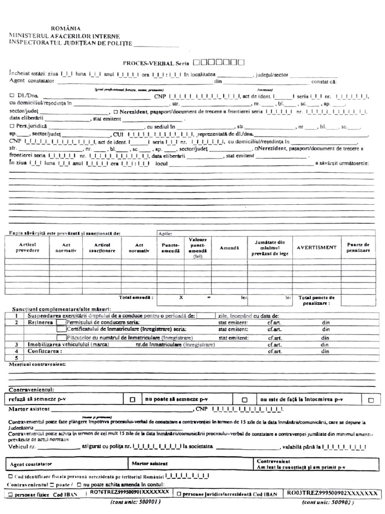 Model Proces Verbal de Contraventie | PDF