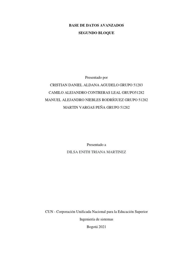 Base de Datos Avanzados Aca 1 | PDF