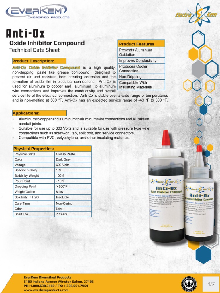 Anti Ox - Oxide Inhibitor Compound - Technical Data Sheet | PDF