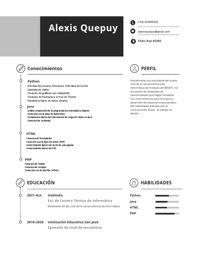 1 - Plantilla Curriculum | PDF | Php | Java (lenguaje de programación)
