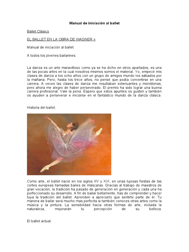 Manual de Iniciación al Ballet | PDF | Bailes | Ballet