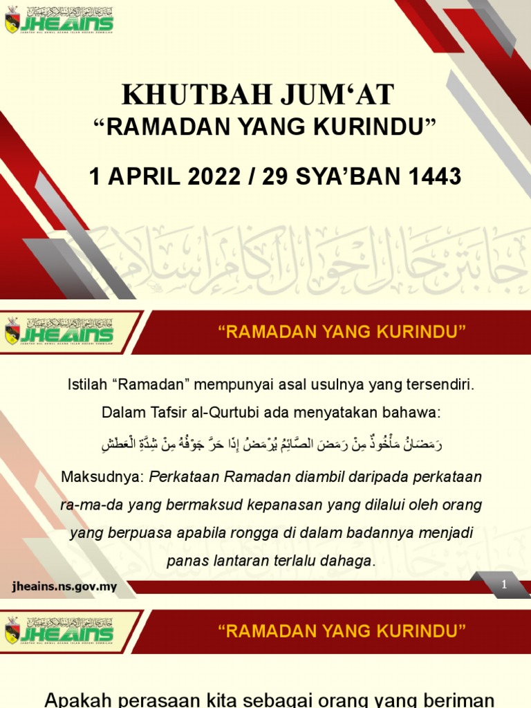 Slide Khutbah Jumaat 1 April | PDF