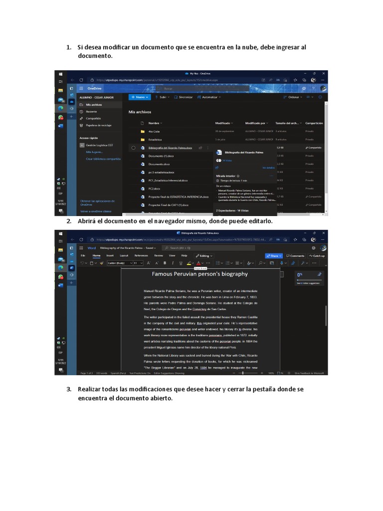 Pasos para Editar El Documento en Linea | PDF