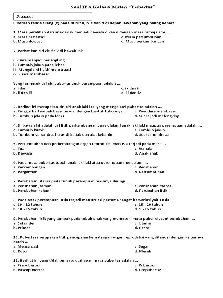 Soal UTS IPA Kelas 6 SMT 2 | PDF Soal UTS IPA Kelas 6 SMT 2 | PDF