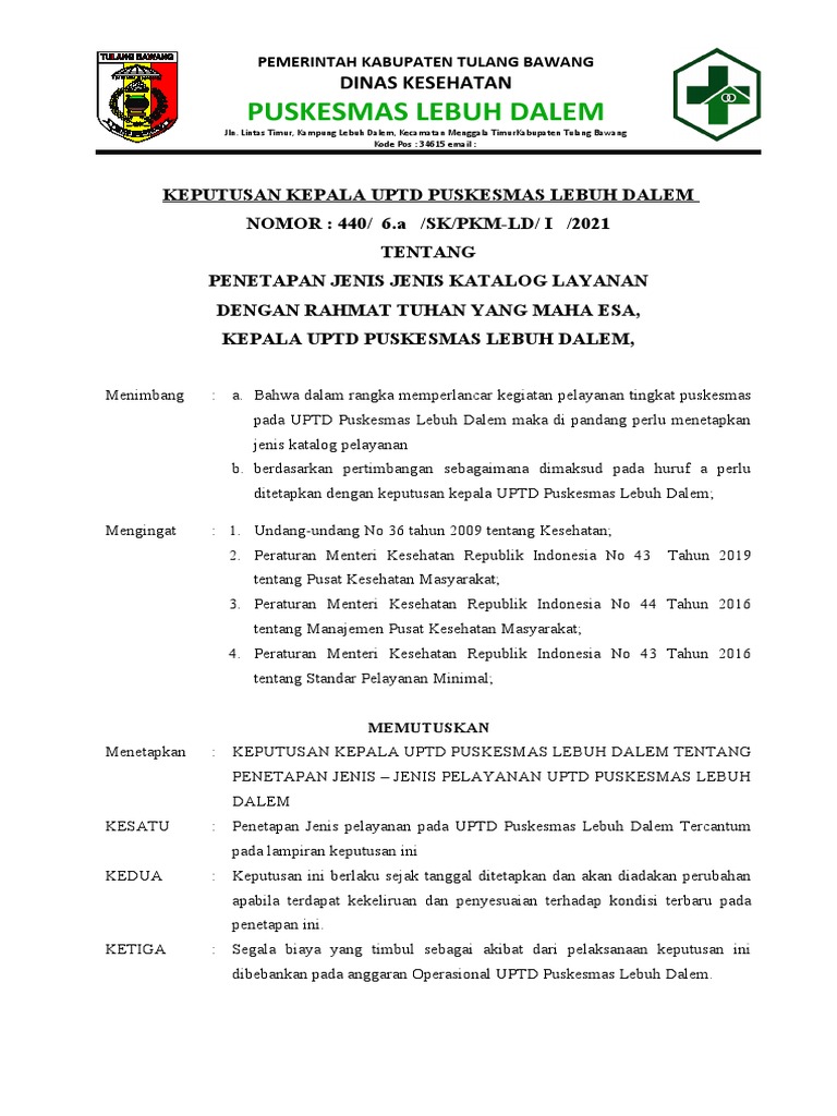 SK Jenis-Jenis Produk Layanan PKM | PDF