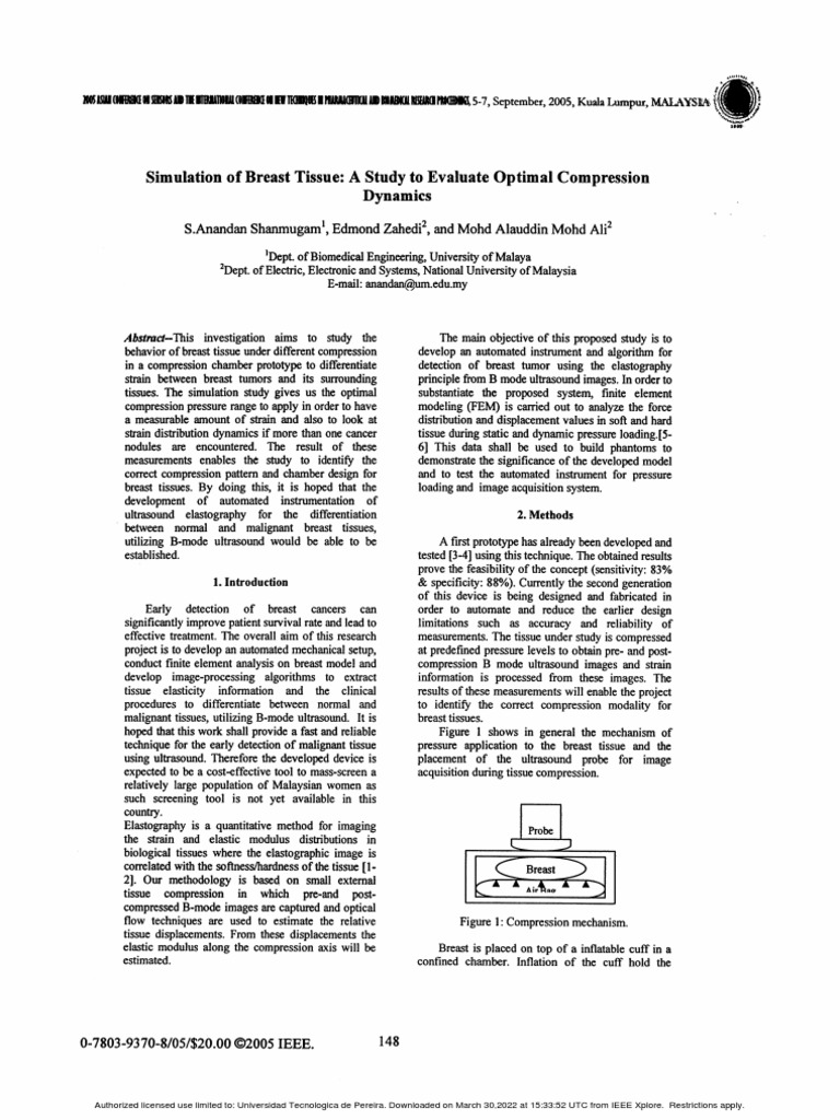 Simulation of Breast Tissue A Study To Evaluate Optimal Compression Dynamics | PDF | Medical ...