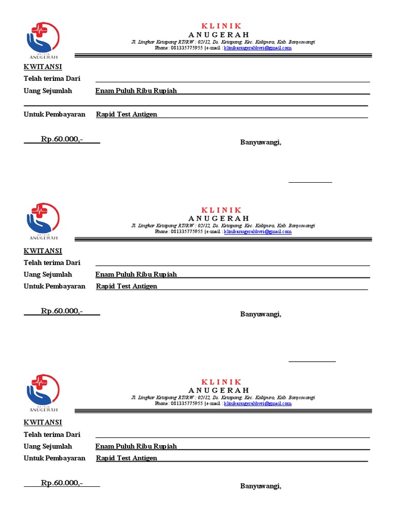 Kwitansi Rapid Test Antigen | PDF