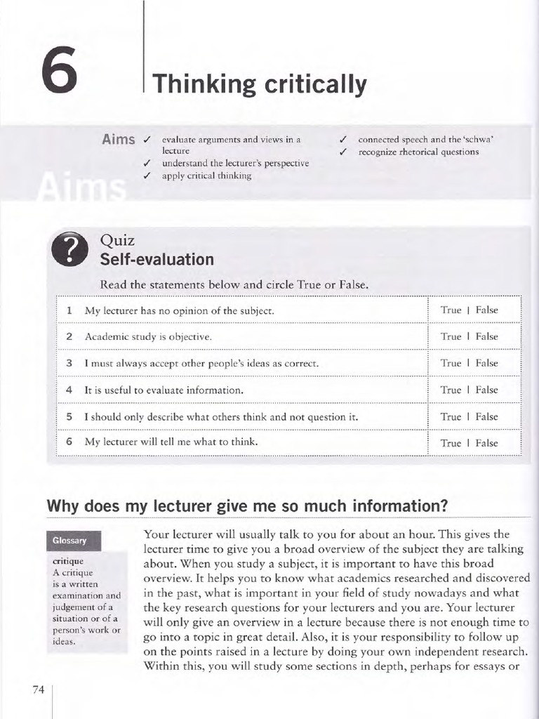 Thinking Critically | PDF