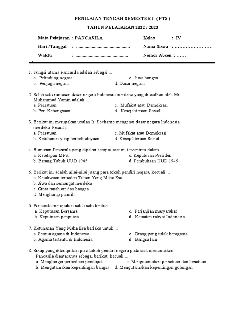 Soal Pancasila Bu Yani | PDF