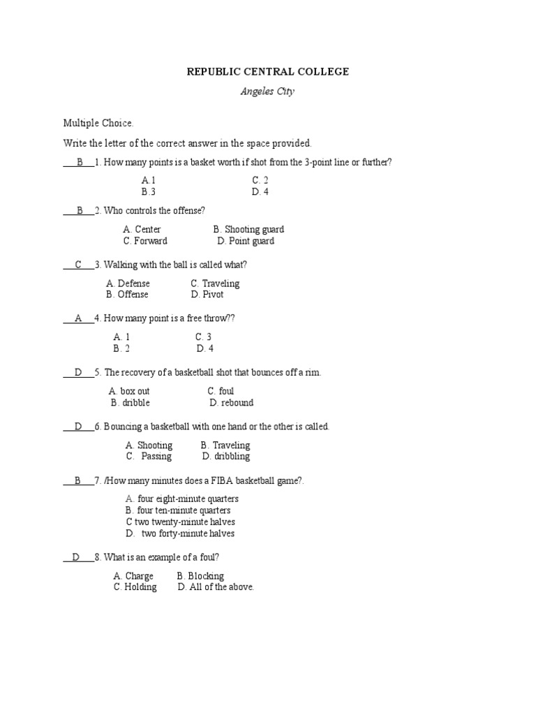 PE Quiz | Download Free PDF | Sports Rules And Regulations | Sports