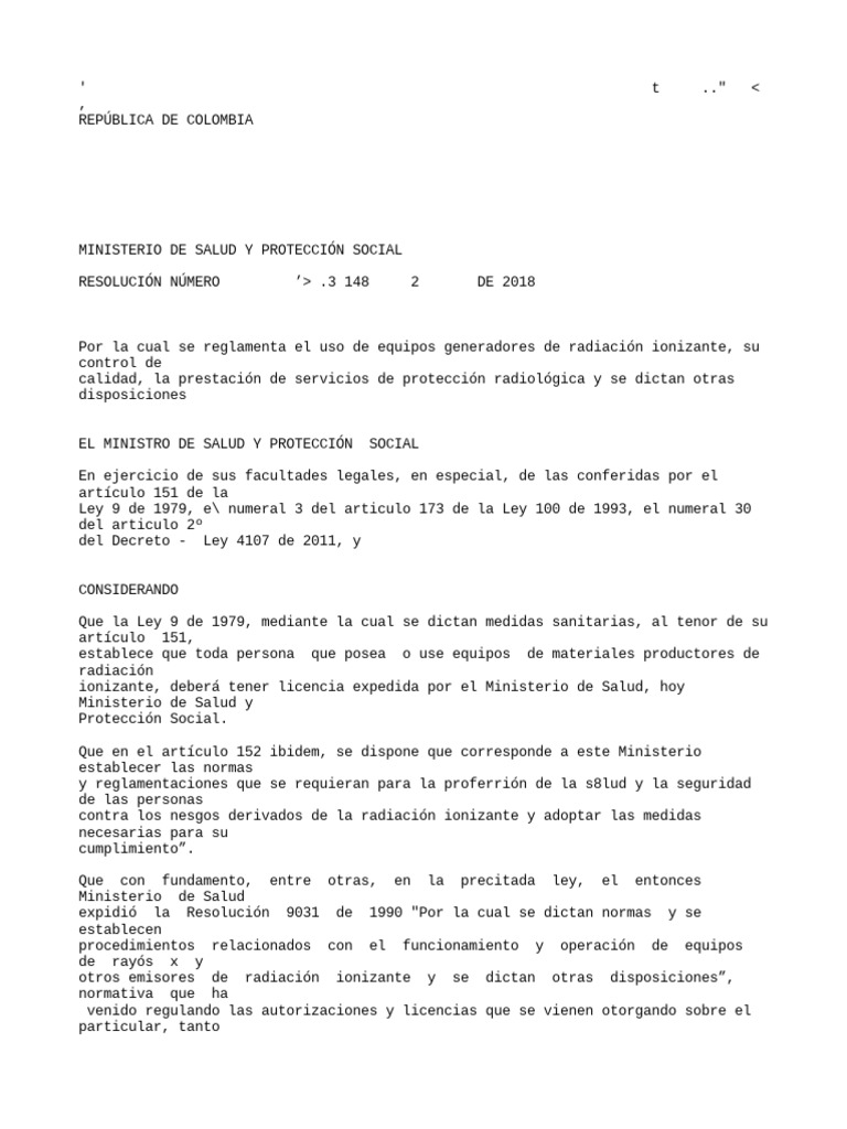 Reglamentación de Radiación Ionizante en Colombia | PDF | Radiología ...