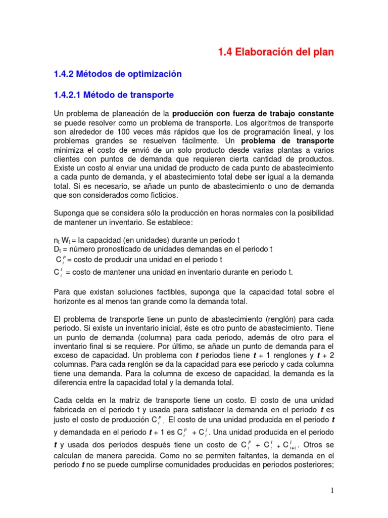 1.4 Elaboración Del Plan - Optimo | PDF | Inventario | Programación lineal