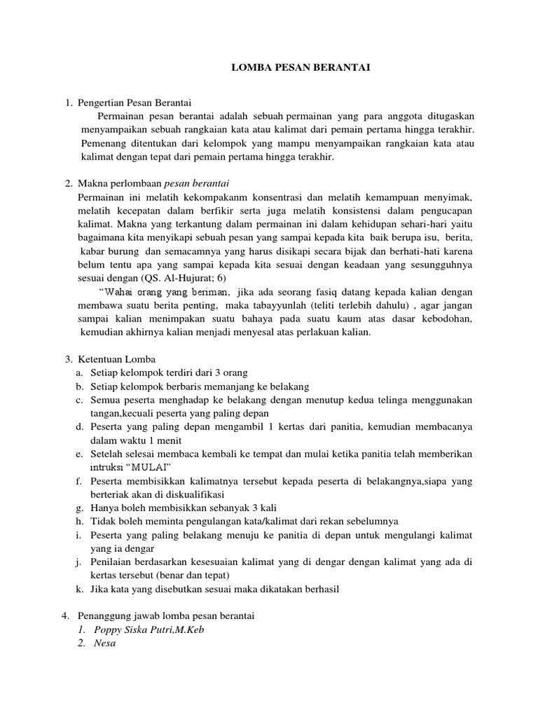 Lomba Pesan Berantai | PDF