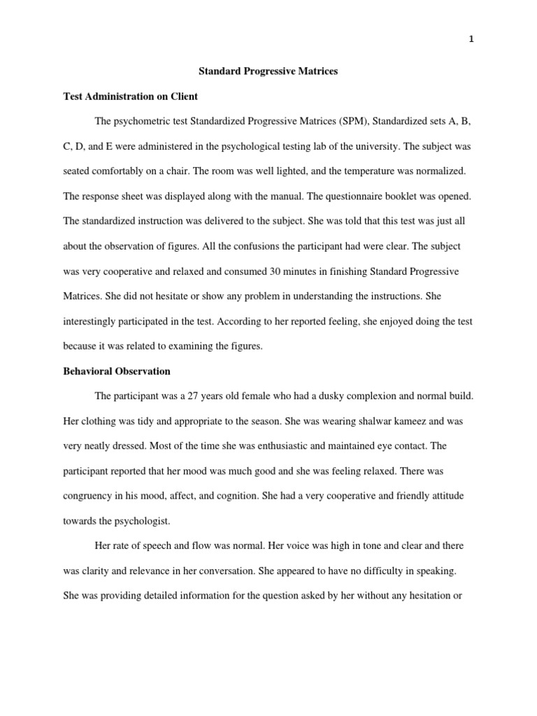 Standard Progressive Matrices | PDF