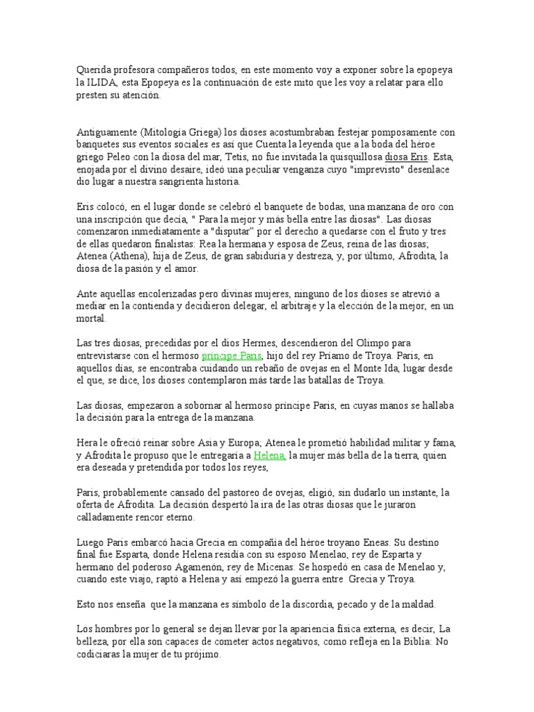 Antecedentes de la Ilíada y Paris | PDF | París (mitología) | Helena de ...