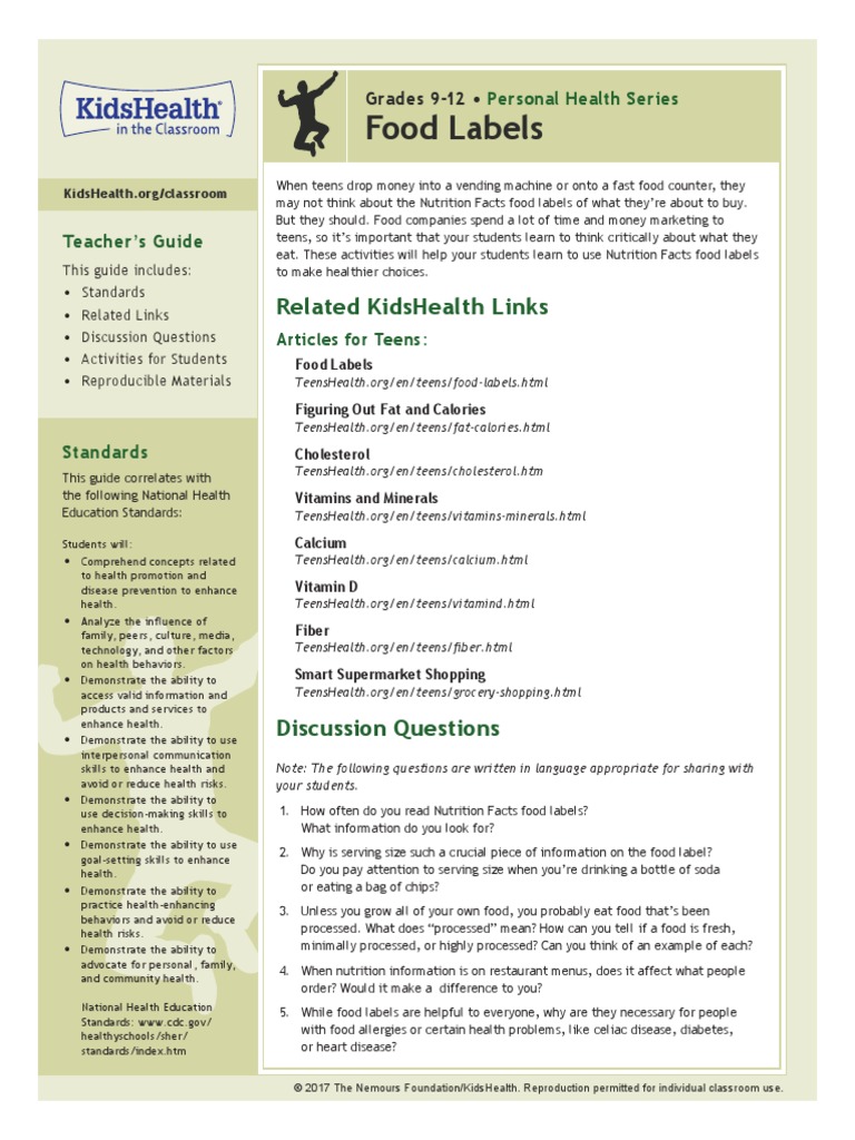 Food Labels | PDF | Foods | Nutrition Facts Label