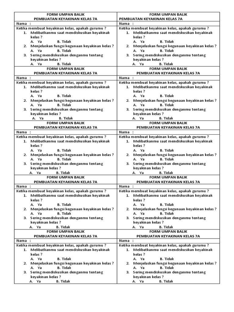 Form Umpan Balik | PDF