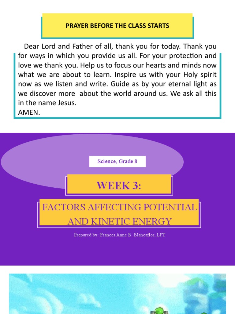 PRAYER BEFORE CLASS STARTS | PDF | Kinetic Energy | Potential Energy