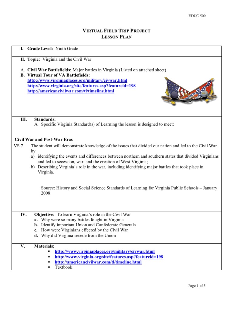 Civil War Virtual Field Trip Guide | PDF | Social Science | Travel