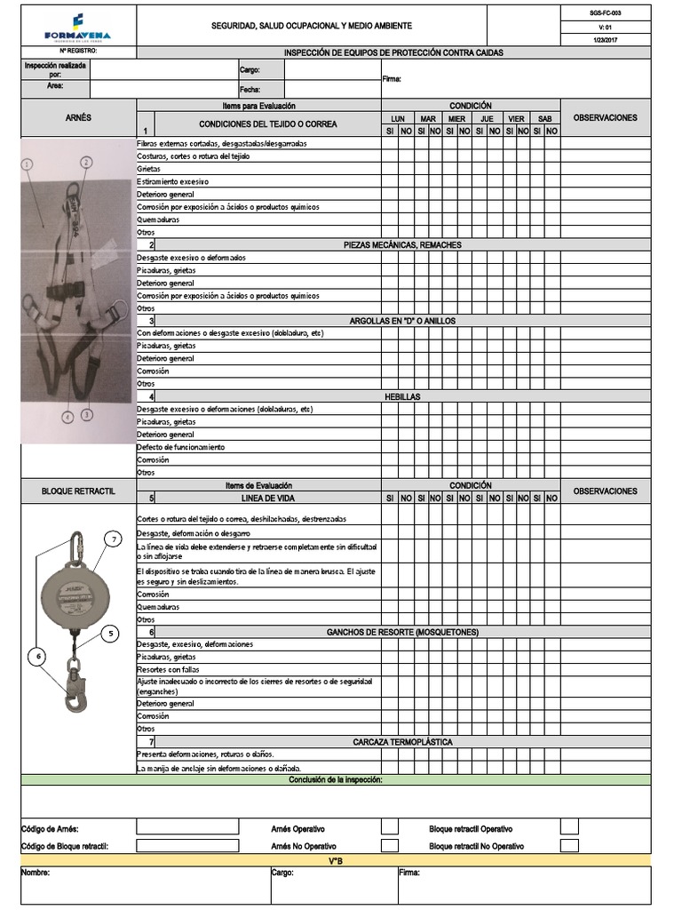 Checklist de Arnés | PDF
