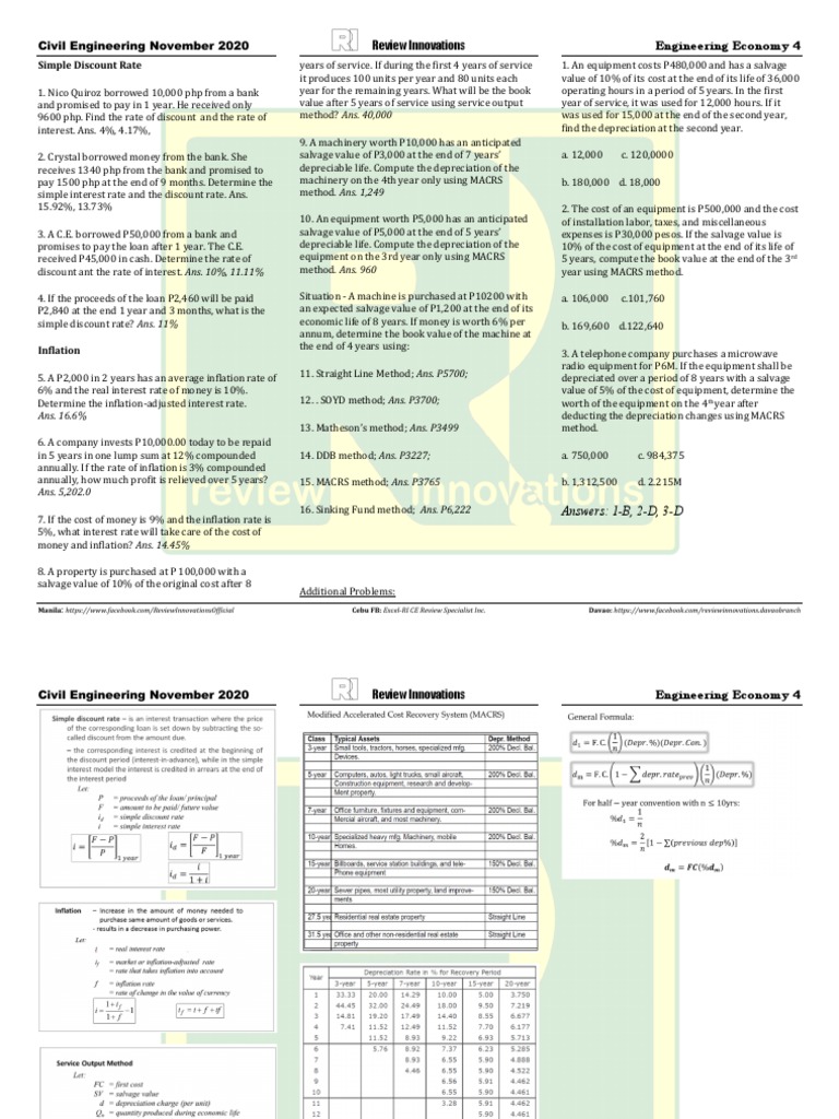 RI - Engineering Econ 4 | PDF | Depreciation | Financial Economics