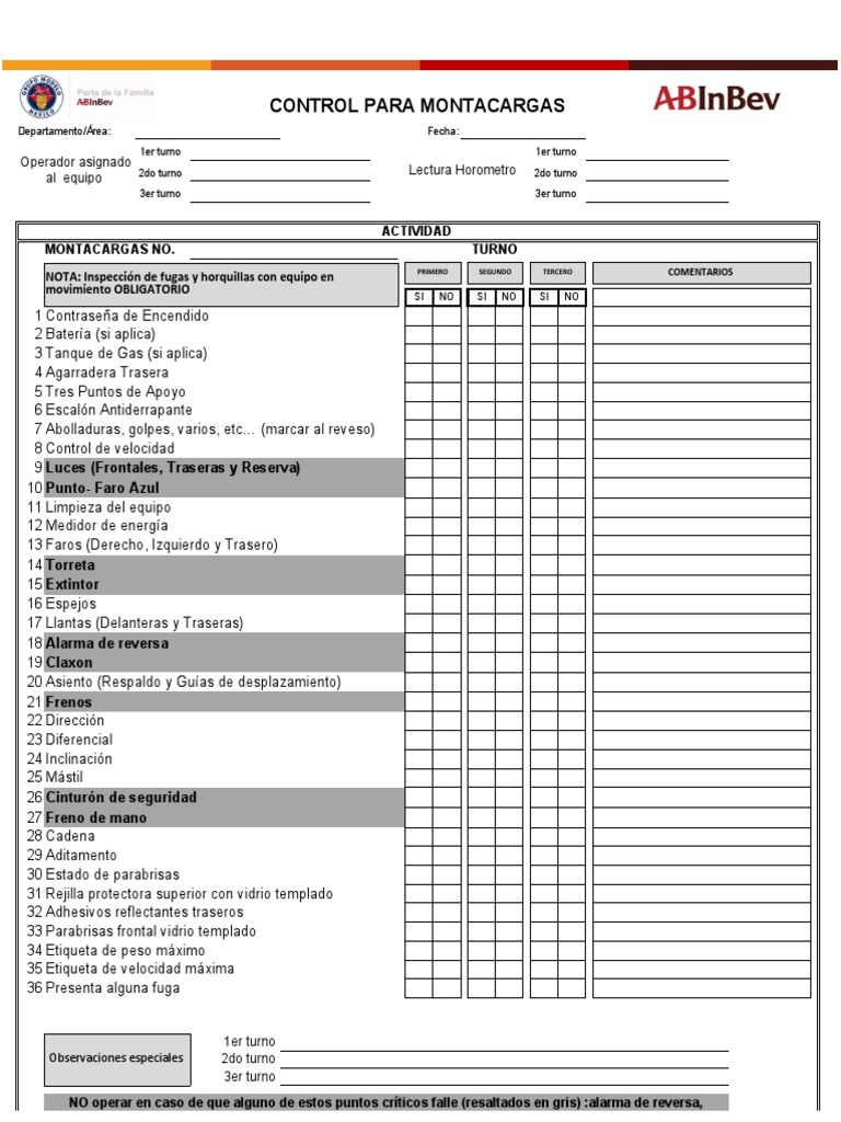 Checklist Montacargas 2022 | Descargar gratis PDF | Máquina elevadora ... Checklist Montacargas 2022 | Descargar gratis PDF | Máquina elevadora ...