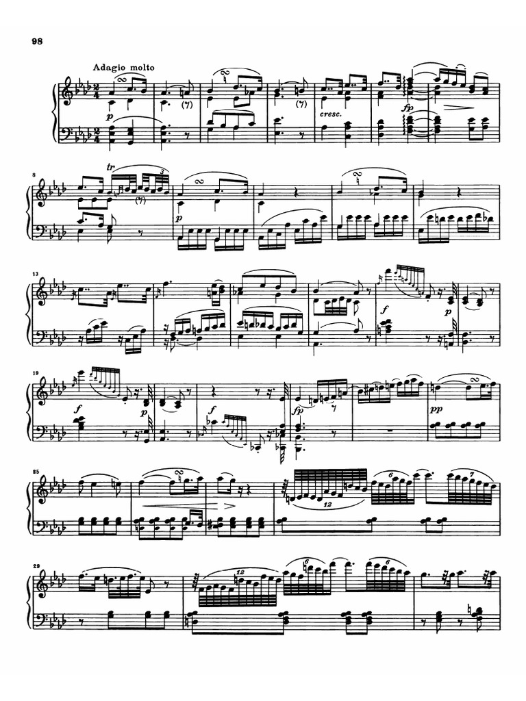 Beethoven - Piano Sonata Op. 10, No. 1 - II Mov. Adagio Molto | PDF