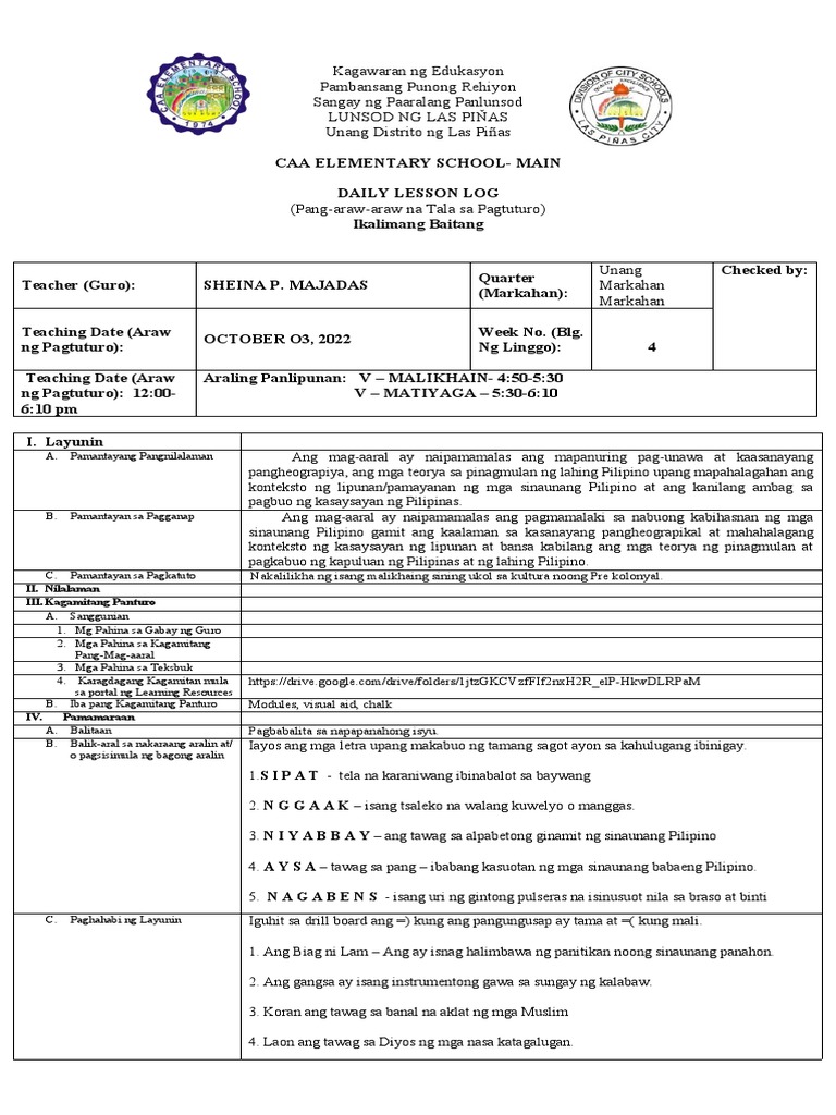 AP DLL Week 4 Day 5 q1 | PDF