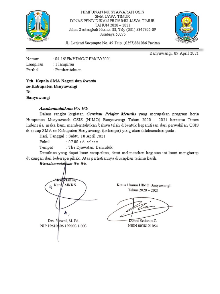 Surat Pemberitahuan Panitia - GPM | PDF