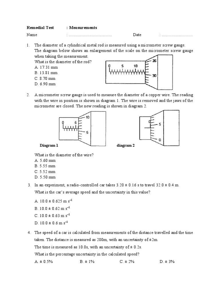 Micrometer Gauge Uncertainty Analysis | PDF | Density | Significant Figures