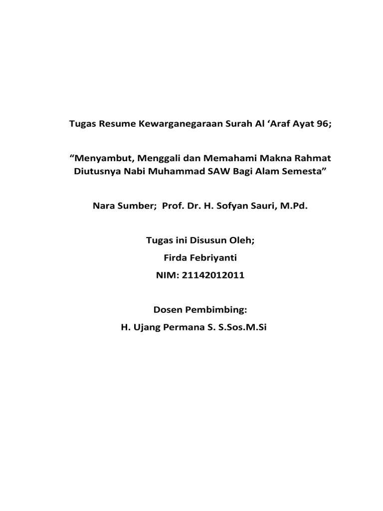 Resume Kajian Ahad Surat Al 'Araf | PDF