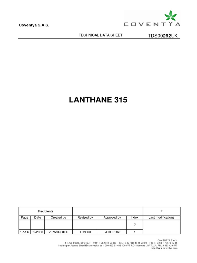LANTHANE 315 Uk | PDF