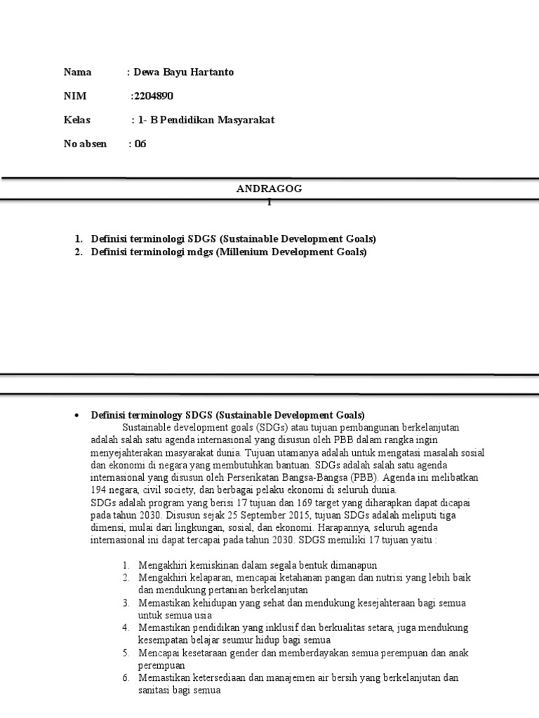 SDGs dan MDGs: Definisi dan Tujuan | PDF | Politik | Teknologi & Rekayasa