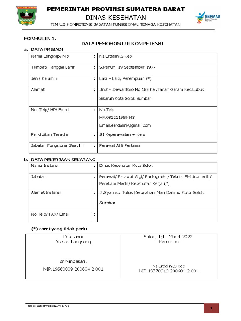 Formulir Ukom Kak ER | PDF