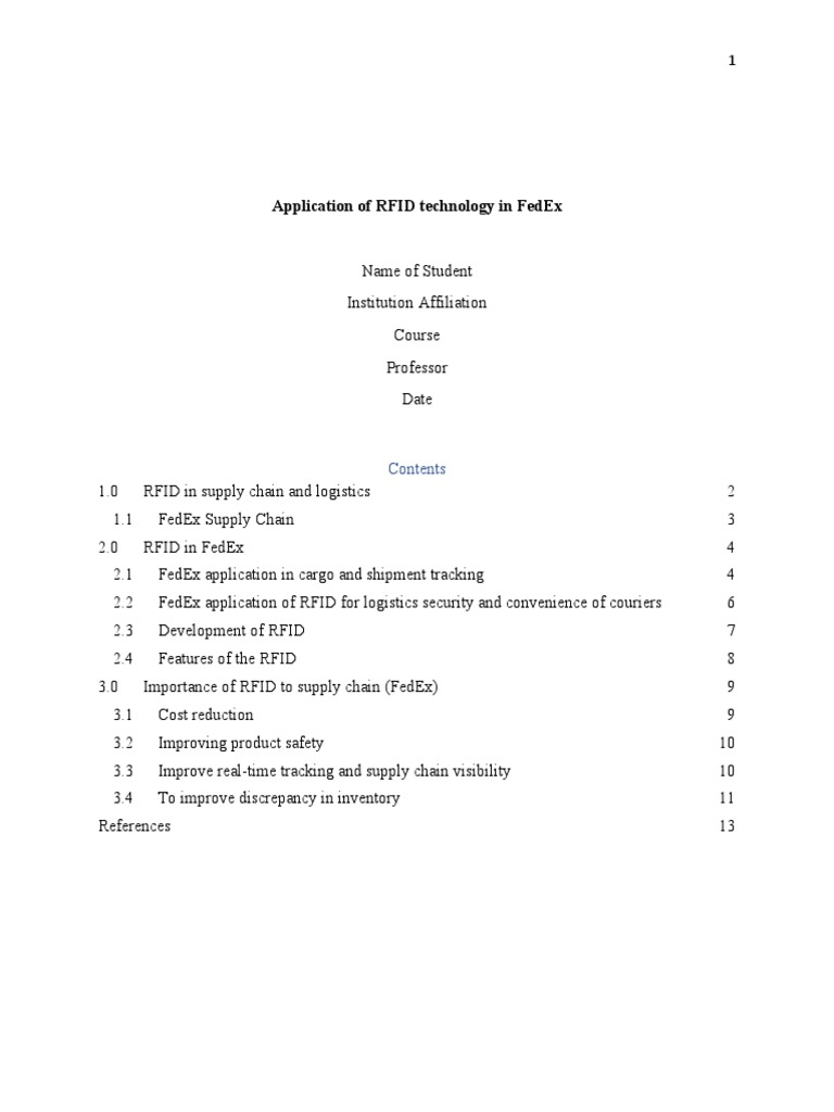 RFID in FedEx 2 | PDF | Radio Frequency Identification | Logistics