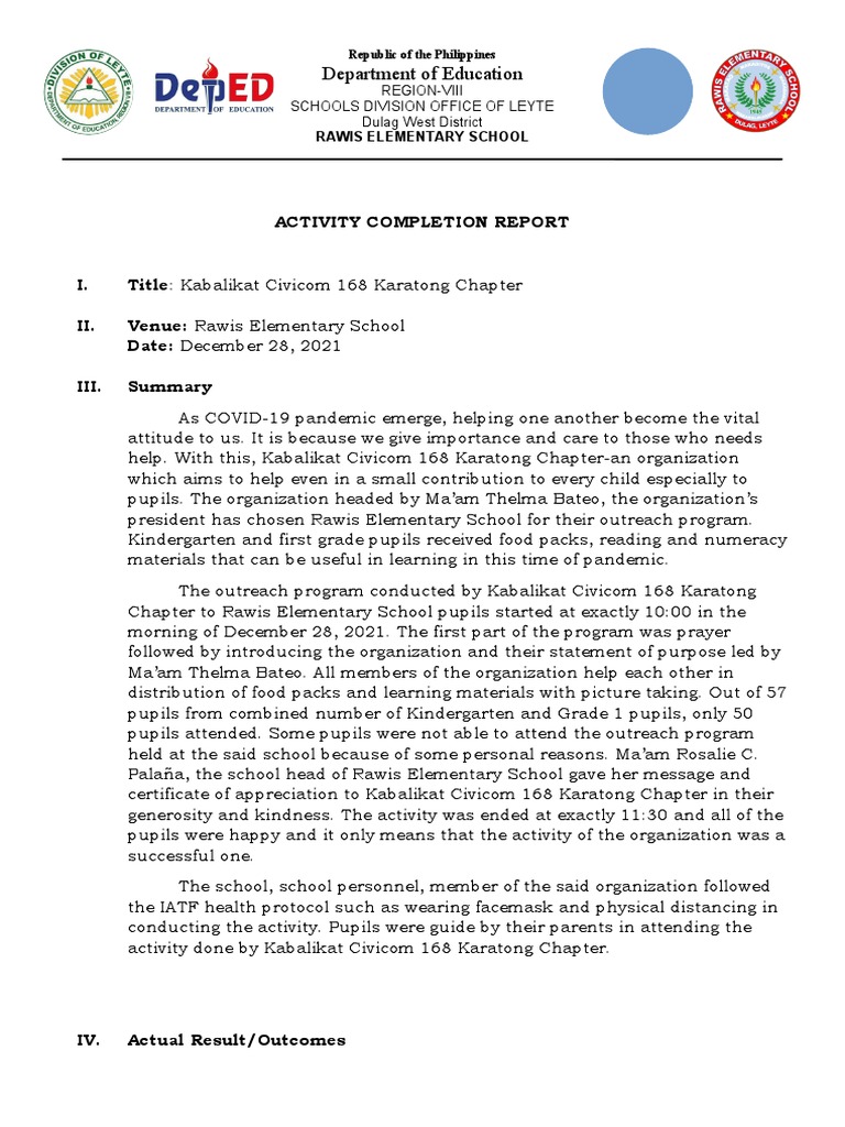 Activity Completion Report Kabalikat Civicom | PDF