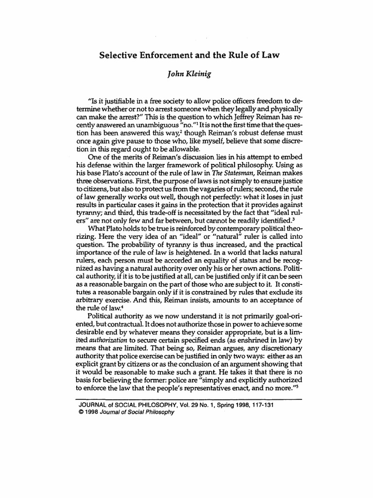 Selective Enforcement and The Rule of Law | PDF | Rule Of Law | Discretion