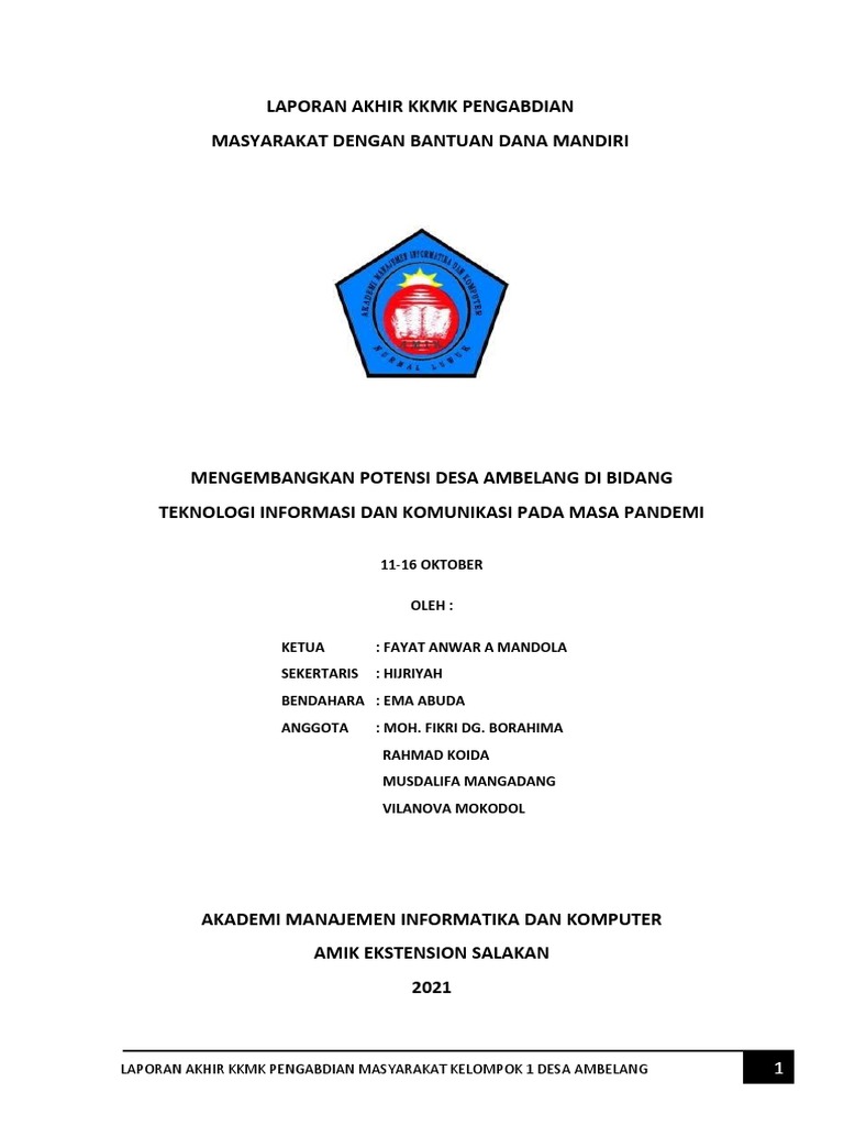 Laporan KKMK Kel.1 Ds - Ambelang | PDF | Bisnis | Komputer