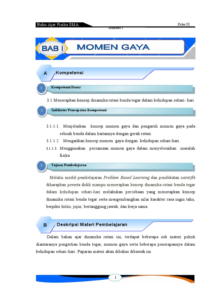 Bahan Ajar Momen Gaya | PDF