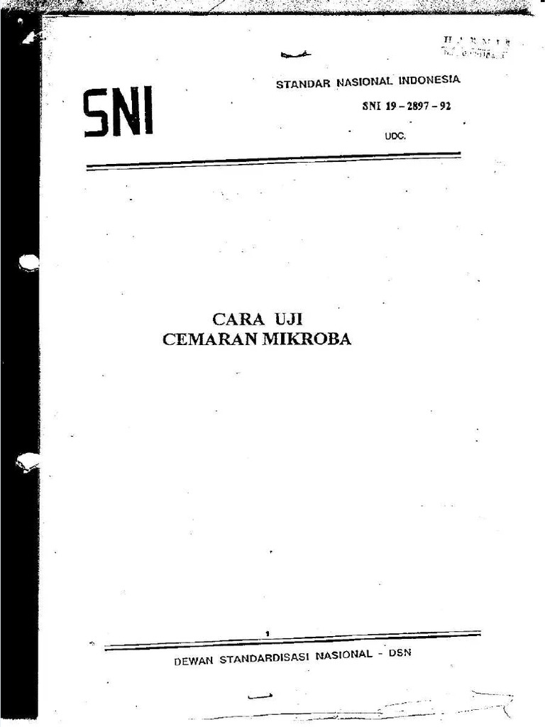 PDF Sni Cara Uji Cemaran Mikroba 19 2897 92 Compress | PDF