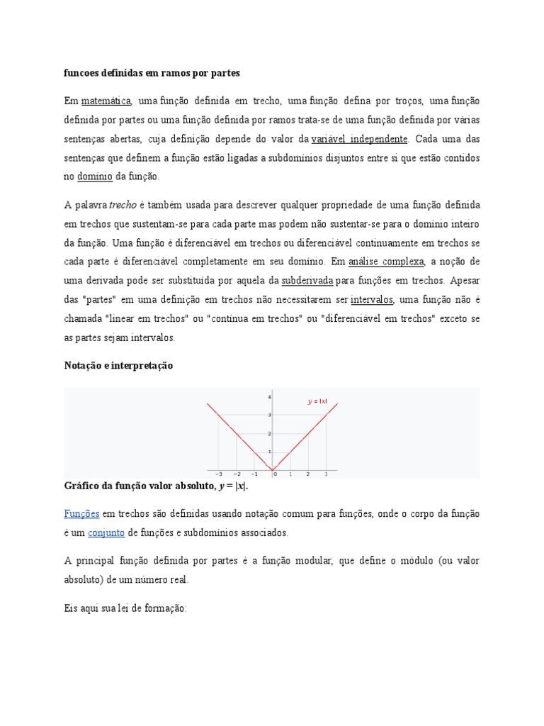 Funções Definidas por Partes: Conceitos e Exemplos | PDF | Matemática ...
