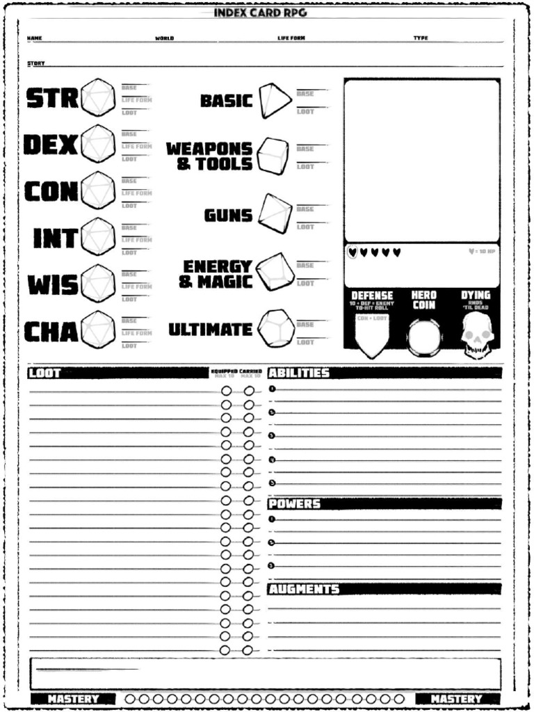 ICRPG 3E Character Sheet A1 | PDF