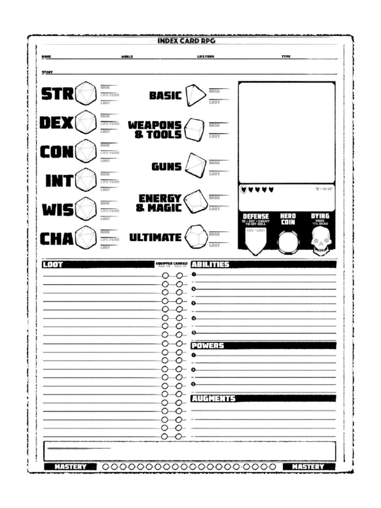 ICRPG 3E Character Sheet B1 | PDF