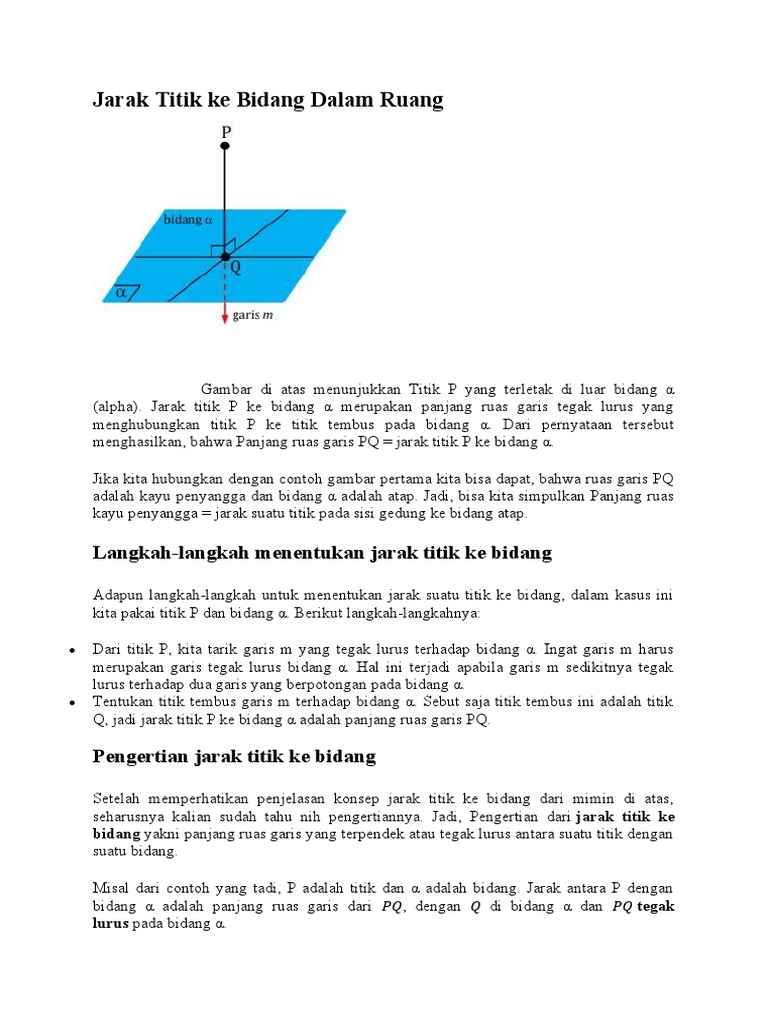Jarak Titik Ke Bidang Dalam Ruang | PDF