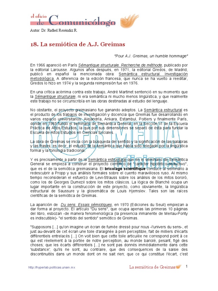 Greimas | PDF | Semiótica | Movimientos filosóficos