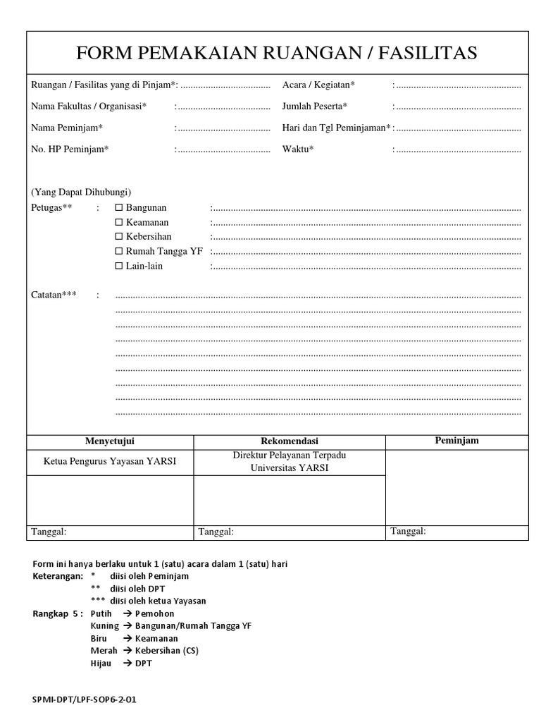 Form Peminjaman Ruangan | PDF